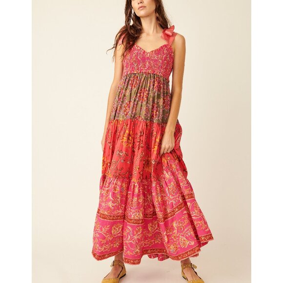 Free People | Dresses | Free People Bluebell Maxi Dress Magenta Combo ...